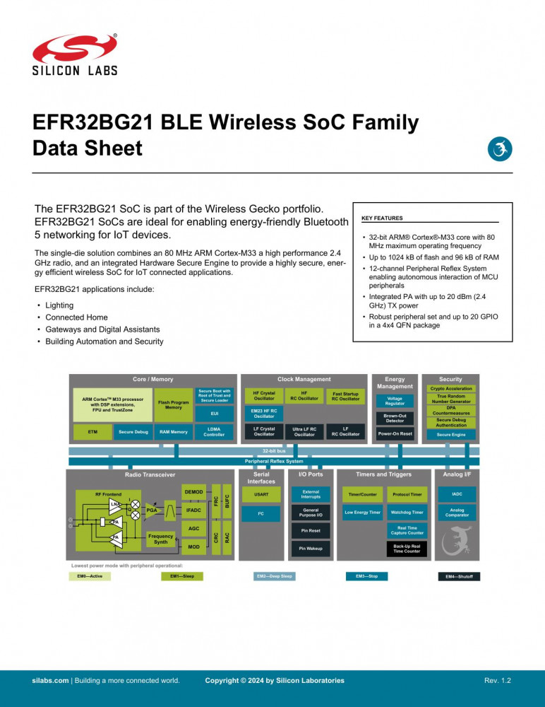 EFR32BG21 datasheet page 1