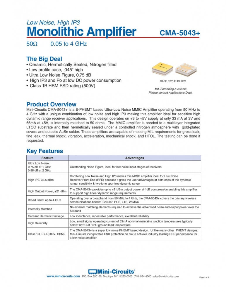 CMA-5043+ technical document page 1