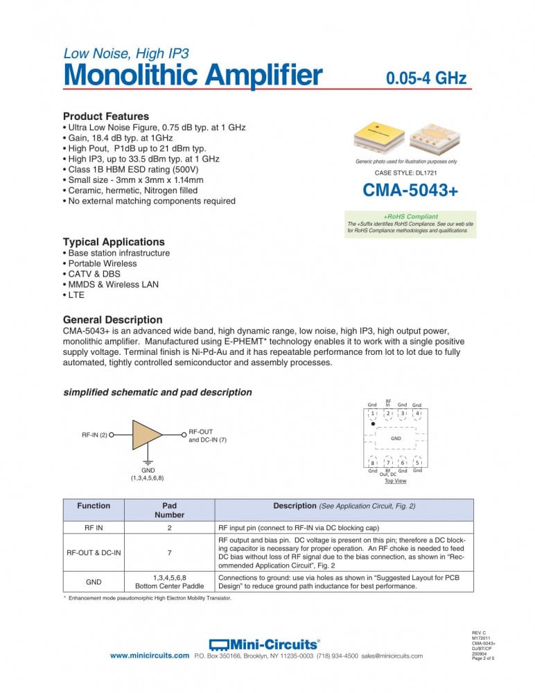 CMA-5043+ technical document page 2