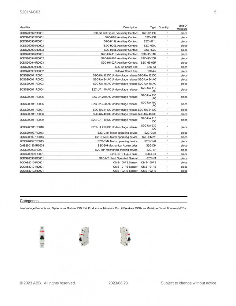 S201M-C63 technical document page 5