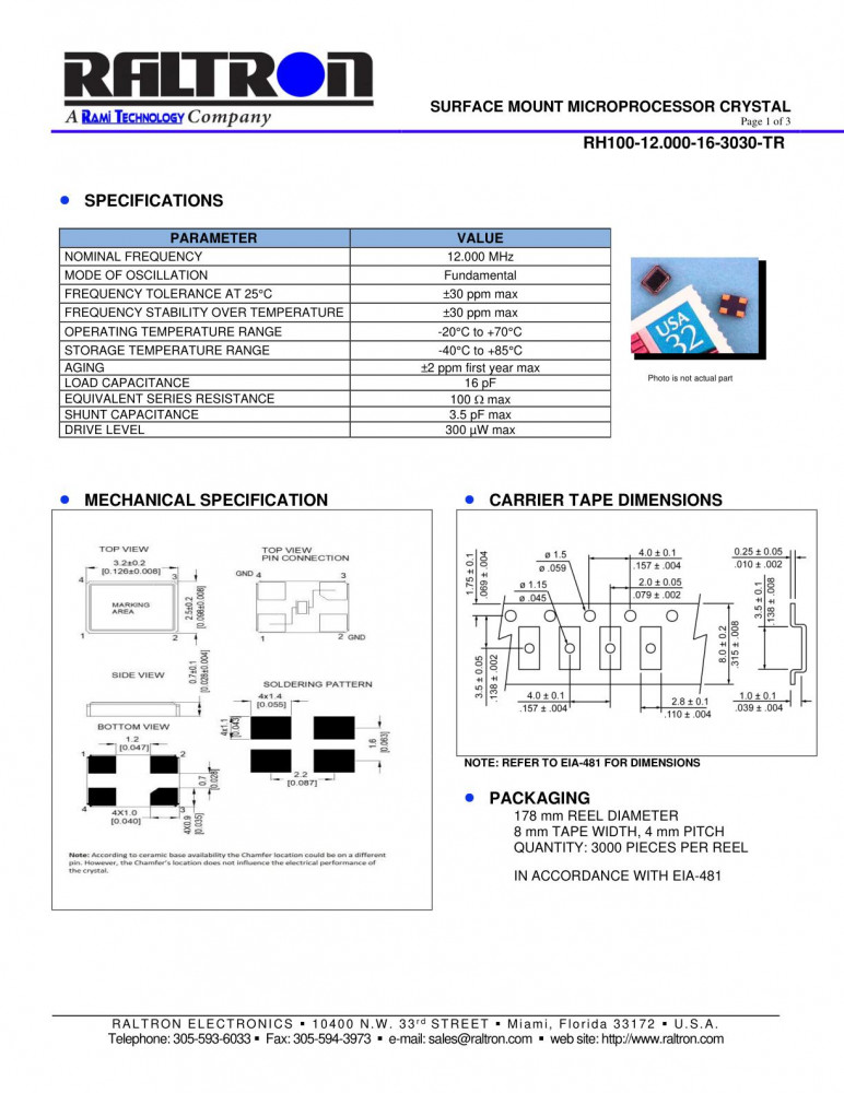 RH100-12.000-16-3030-TR datasheet page 1