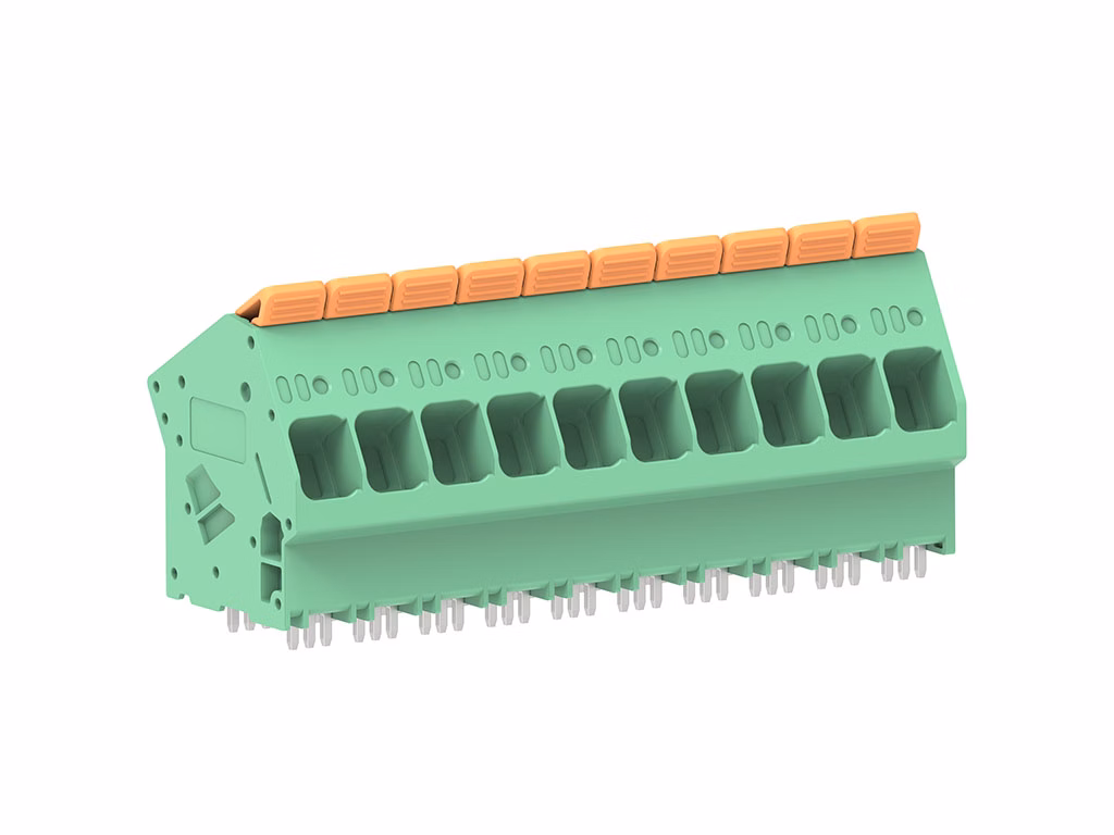 10.00mm Pitch Lever Activated Fixed Mount PCB Terminal Block, 35° Wire Entry, Bussed Terminals, 10 Circuits for sale