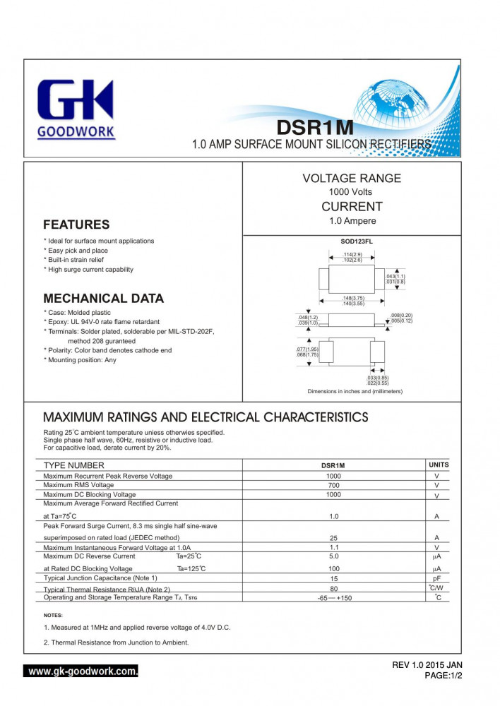 GOODWORK DSR1M technical document page 1