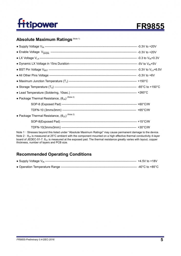 FR9855SP datasheet page 5