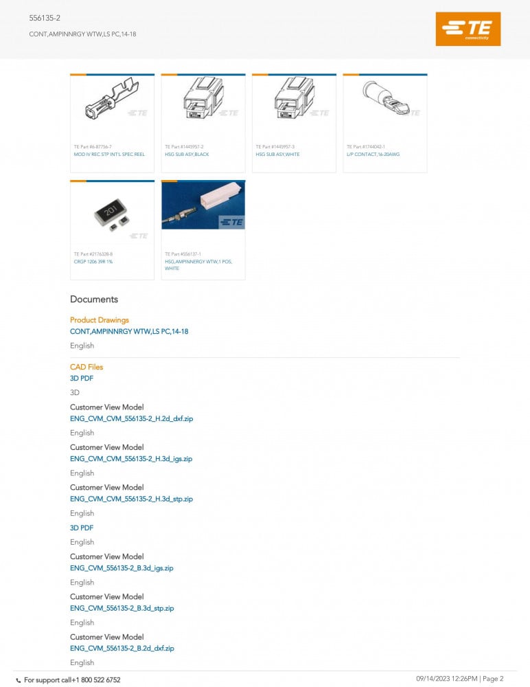 TE Connectivity 556135-2 technical document page 2