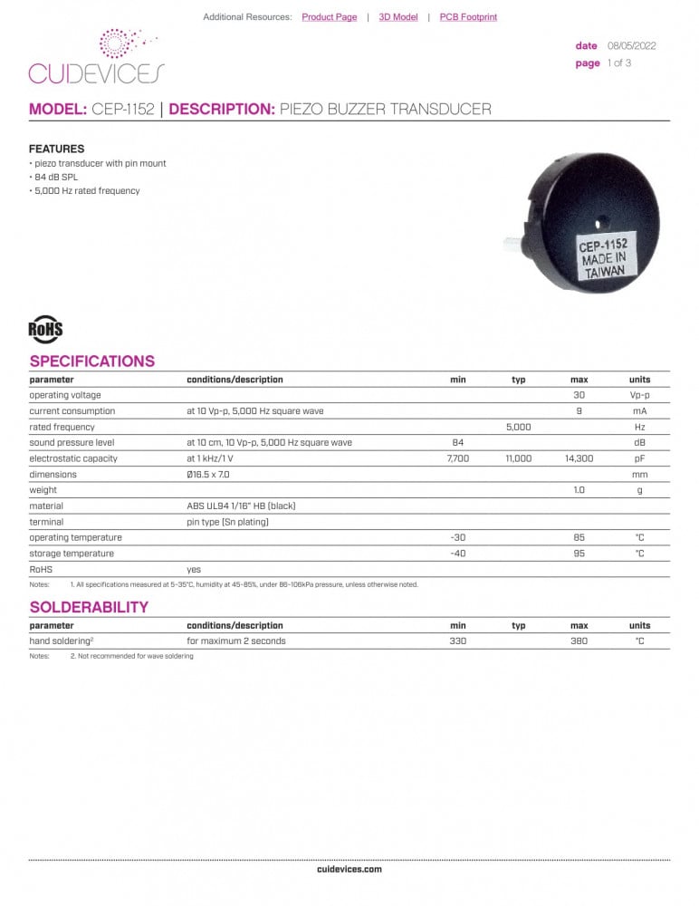 CEP-1152 datasheet page 1