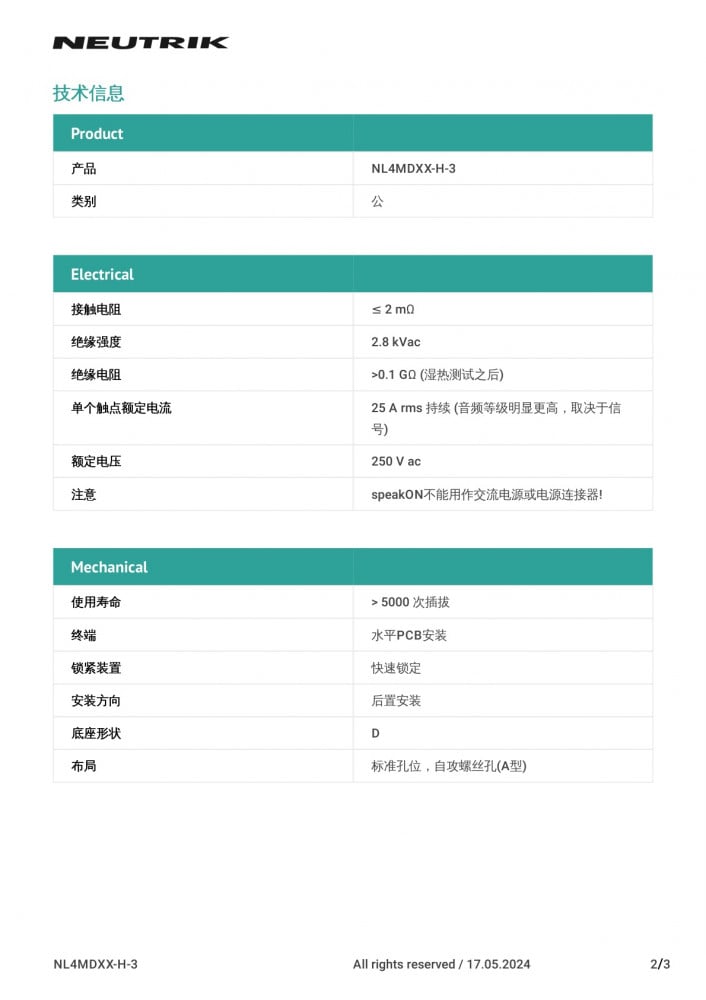 NL4MDXX-H-3 technical document page 2