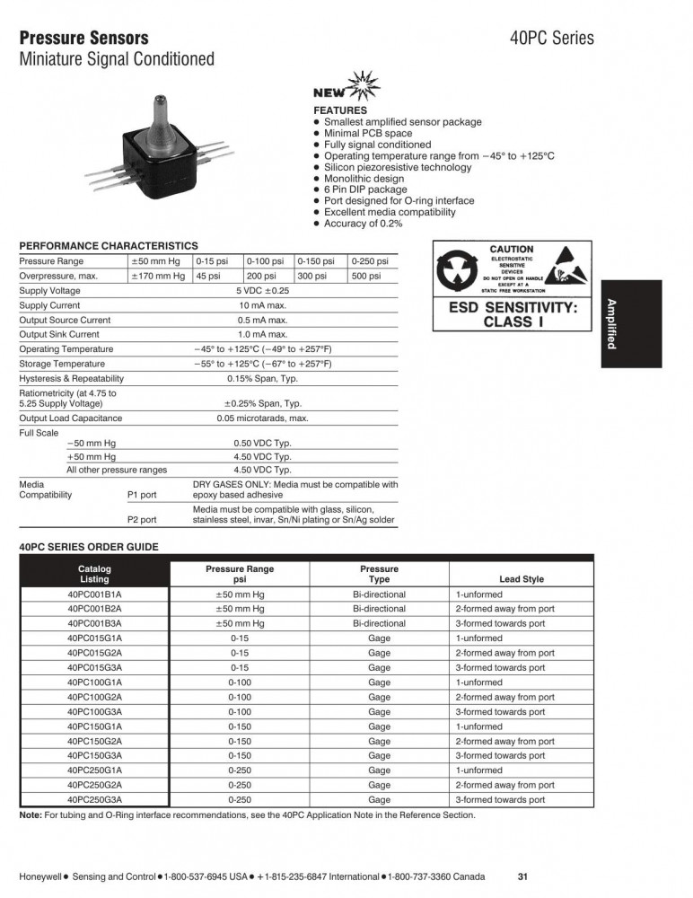Honeywell 40PC series order guide