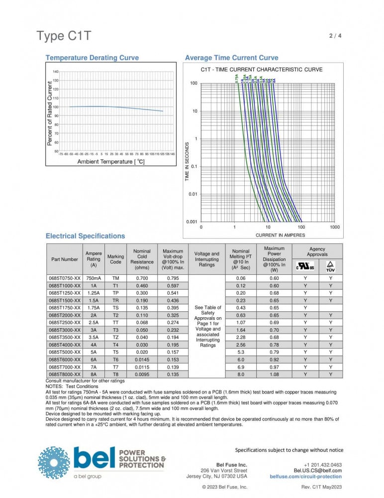Bel Fuse 0685T1000-01 datasheet page 2