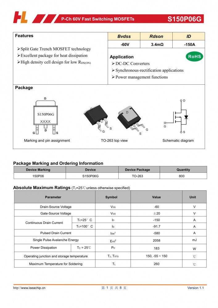 S150P06G datasheet page 1
