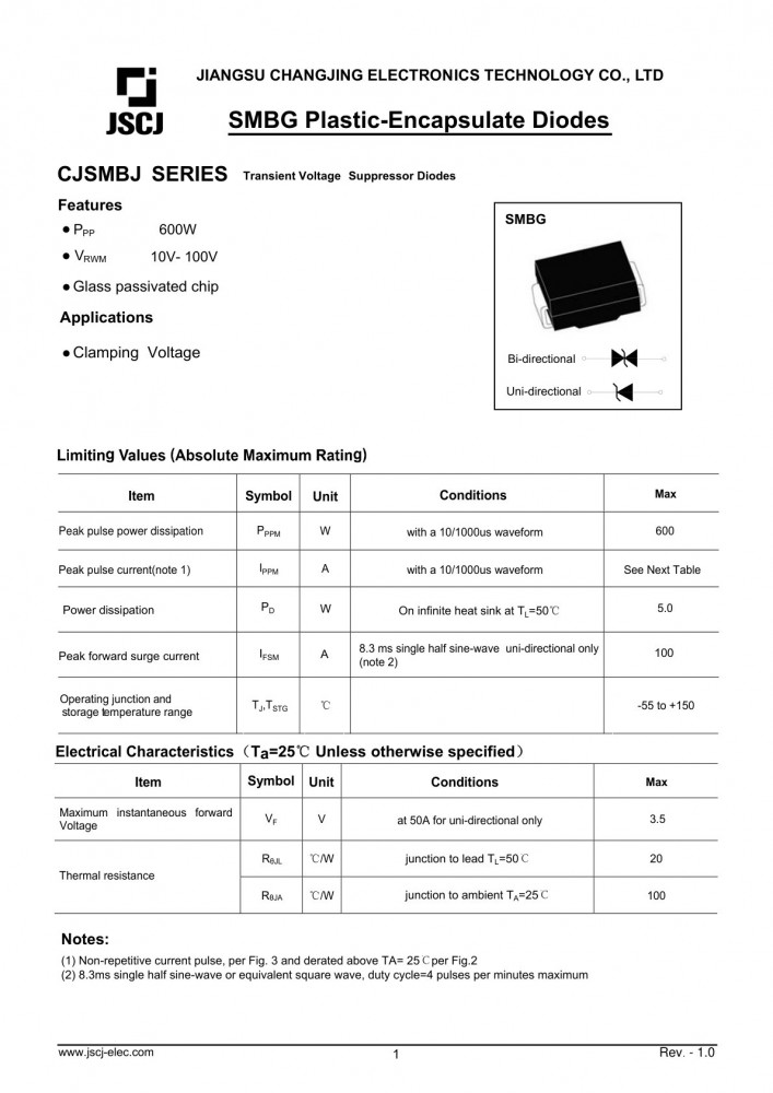 CJSMBJ series datasheet page 1