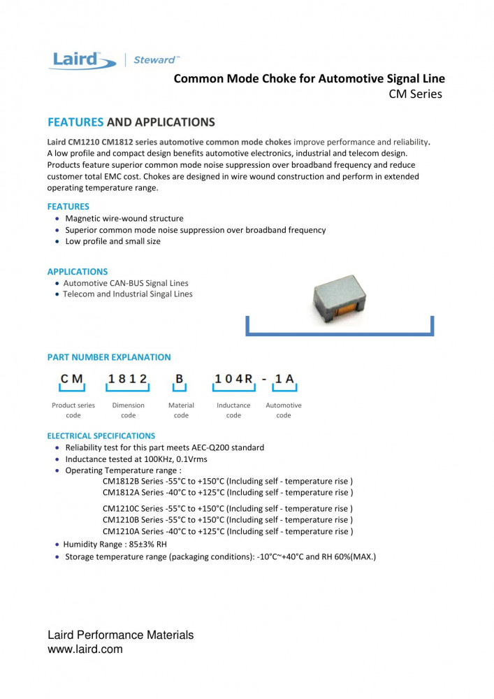Laird CM Series datasheet page 1
