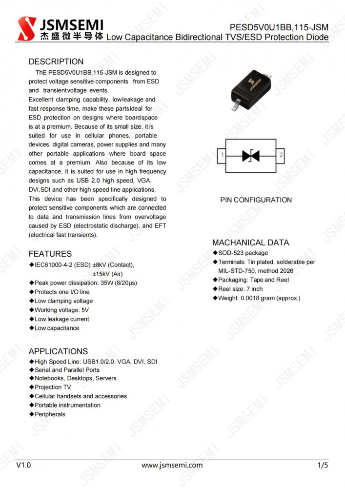PESD5V0U1BB,115-JSM datasheet page 1