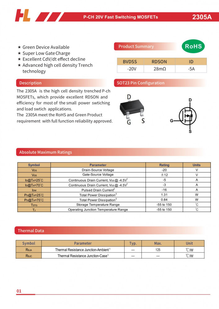 HL 2305A datasheet page 1