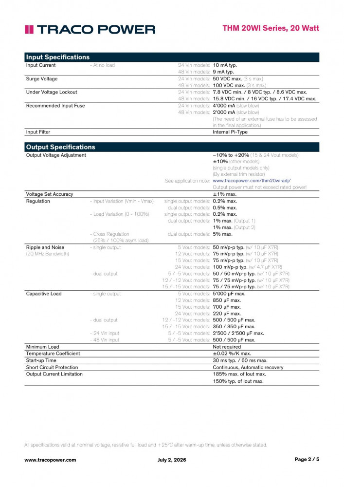 THM 20WI series technical document page 2
