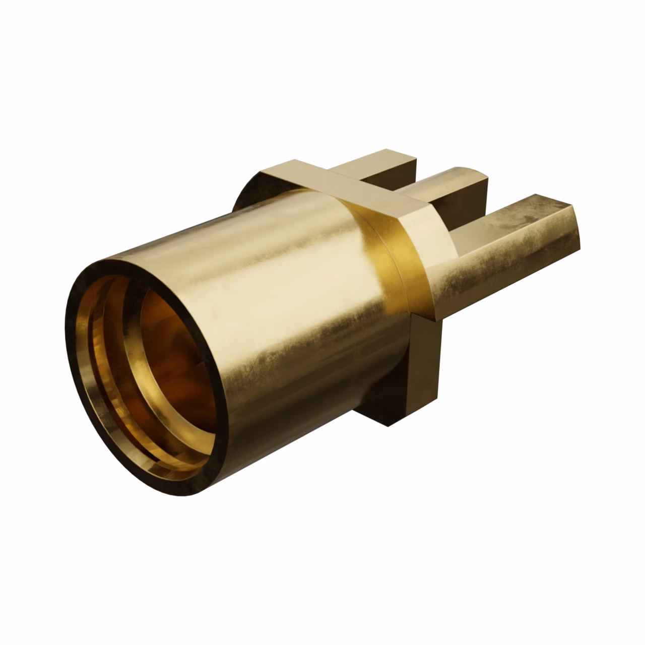 MMCX Jack, Reverse Polarity, Straight, PCB Receptacle, Edge Mount, Brass Body, Gold (Au) Plating, One Piece Per Bag, 50 Ohms for sale