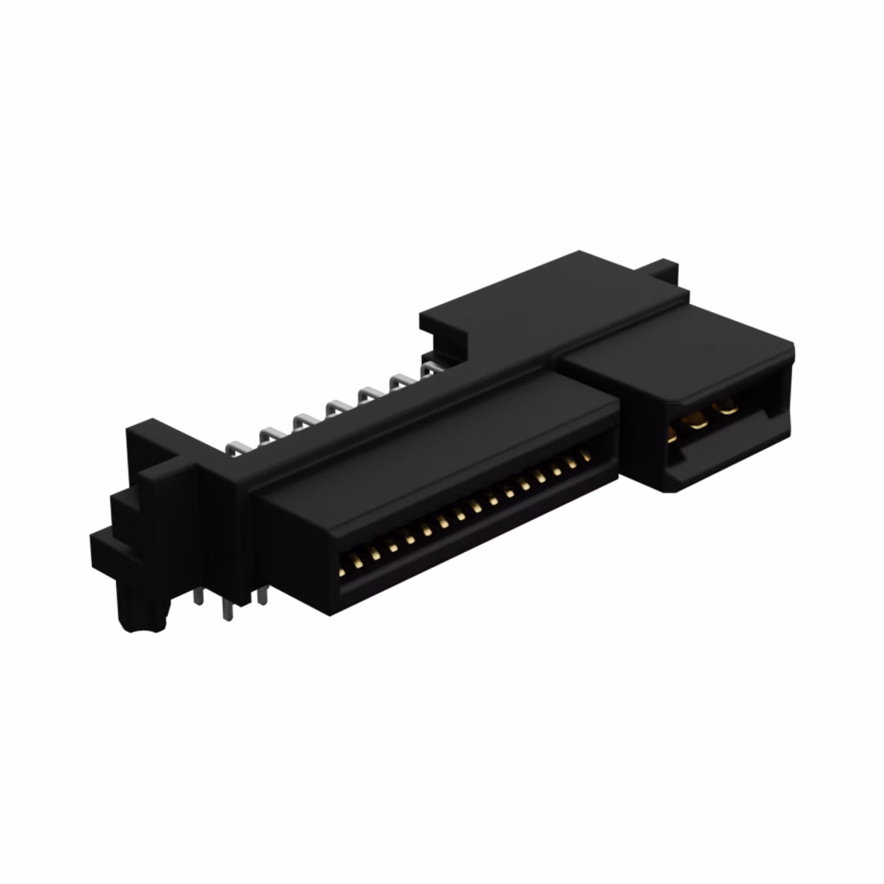 EXTreme LPHPower Receptacle Header, Right-Angle, 2 Power Contacts, 32 Signal Contacts, Select Gold (Au) Plating, for 2.36mm Thick PC Board, with Press-fit Plastic Pegs for sale