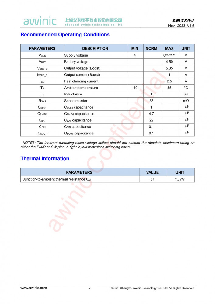 AW32257FCR datasheet page 7