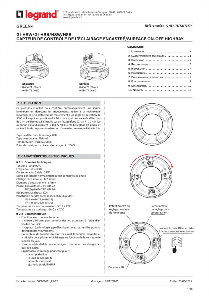 Legrand 048472 technical document, page 1