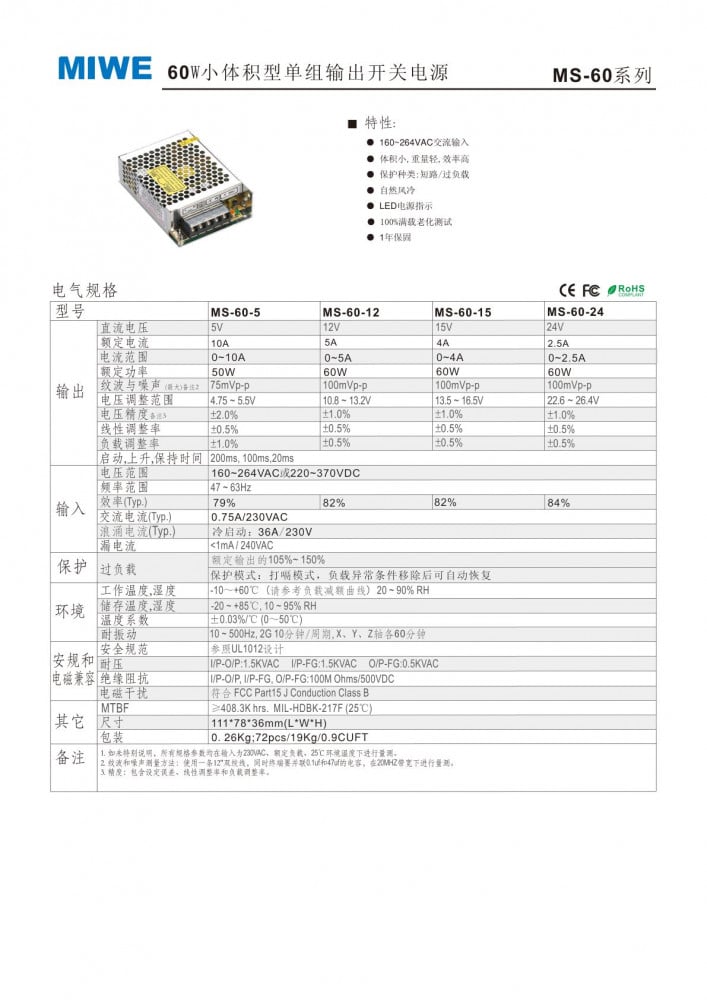 MIWE MS-60-12 datasheet page 1