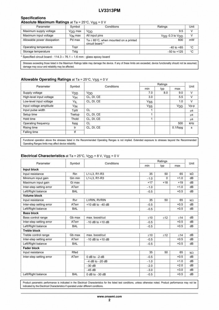 LV3313PM datasheet page 3