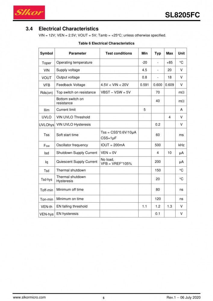 SL8205FC datasheet page 5