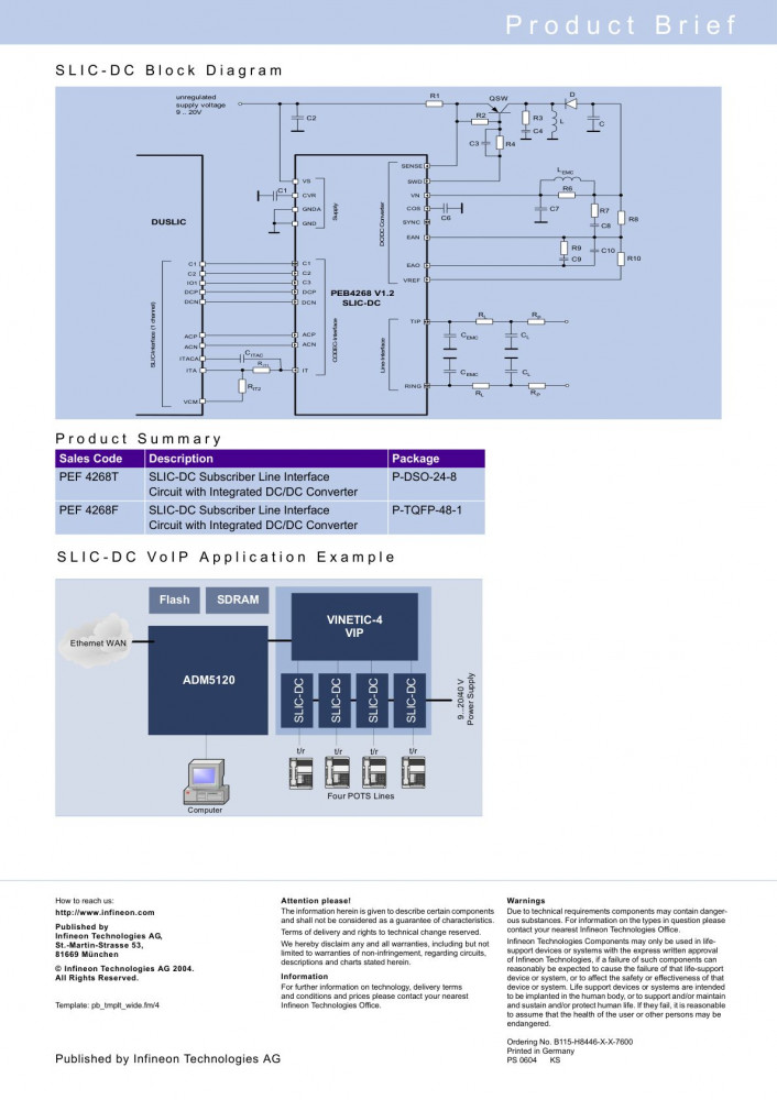 PEF4268FV1.2 SLIC-DC technical document page 2