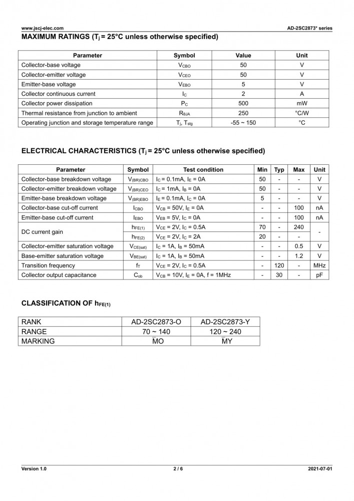 AD-2SC2873-Y datasheet page 2