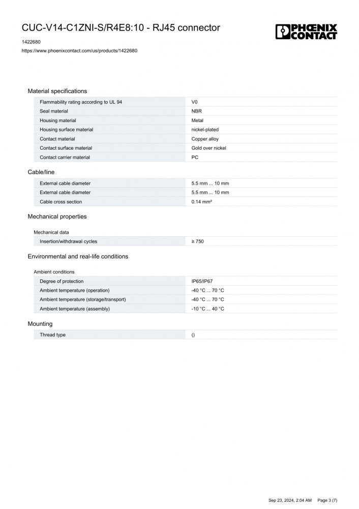Phoenix Contact 1422680 datasheet page 3