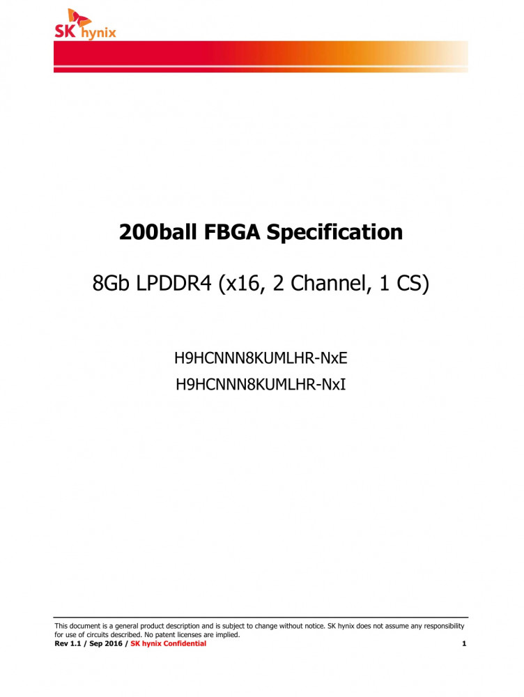 H9HCNNN8KUMLHR-NME datasheet page 1