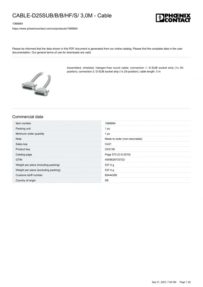 Phoenix Contact 1066664 document page 1