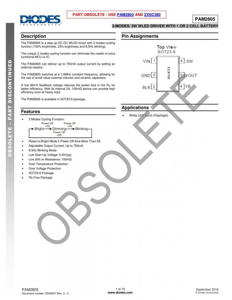 PAM2805 document page 1