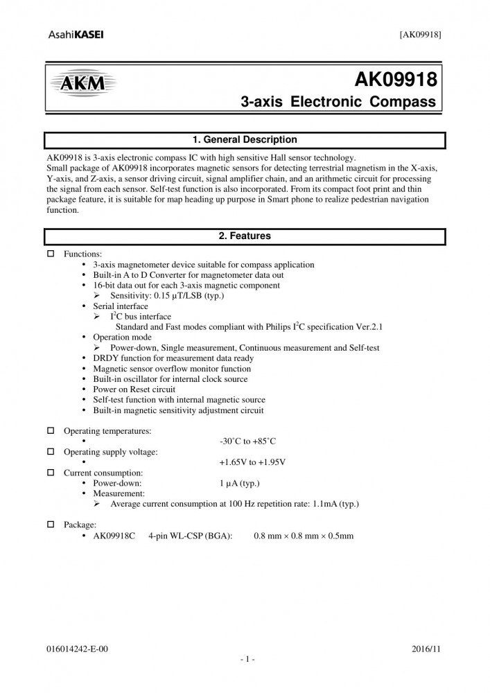 AK09918C-L datasheet page 1