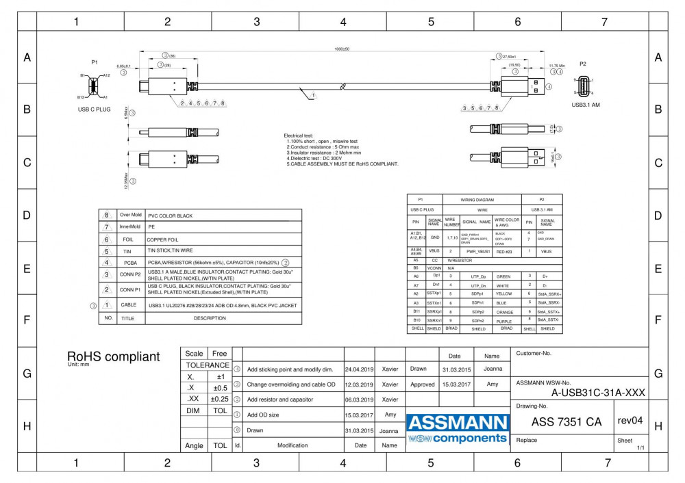 A-USB31C-31A-100 technical drawing