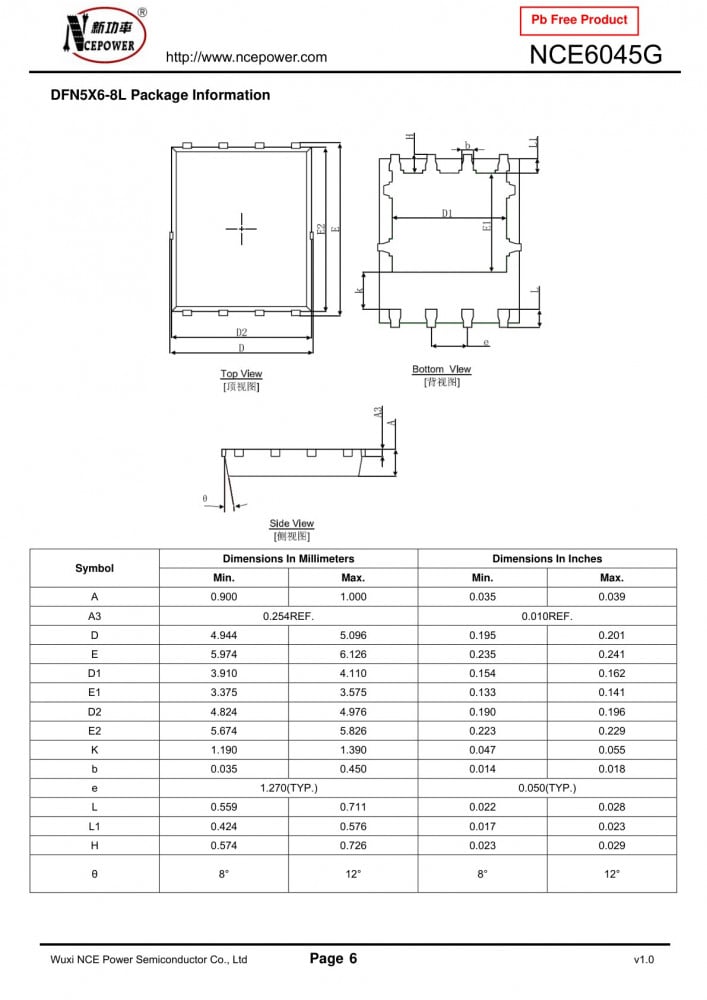 NCE6045G datasheet page 6