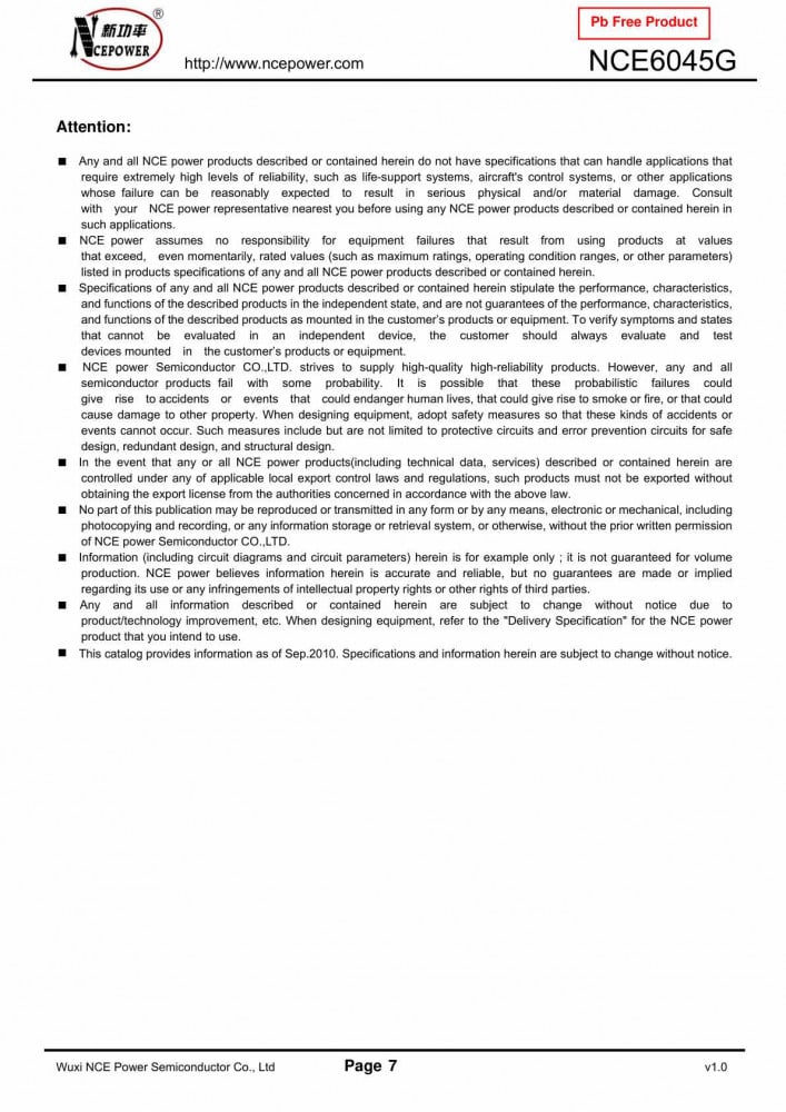 NCE6045G datasheet page 7