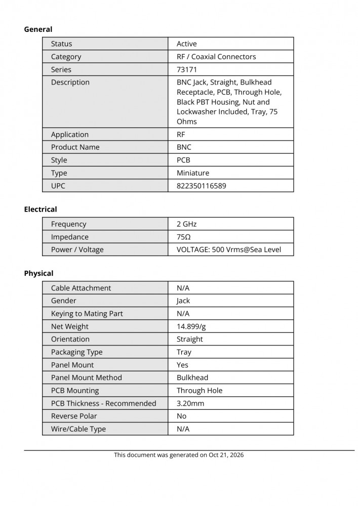 Technical document image 2 for MOLEX 731010670