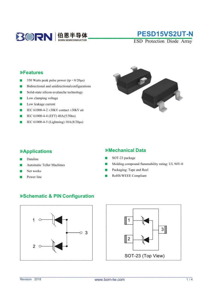 PESD15VS2UT-N datasheet page 1
