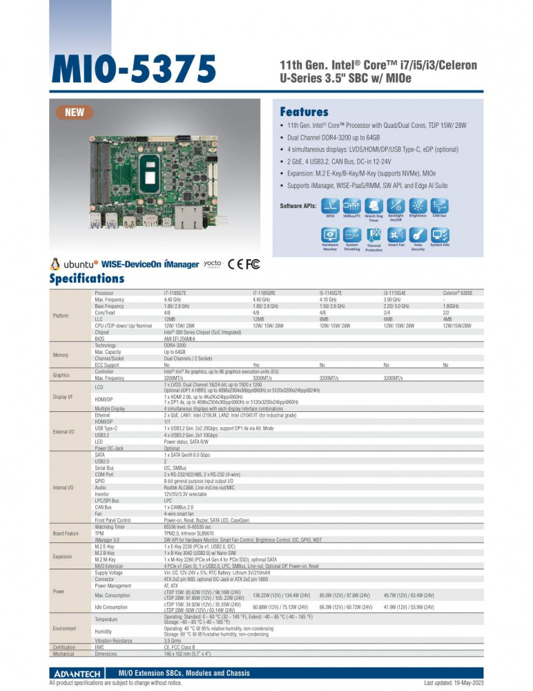 MIO-5375 technical document page 1