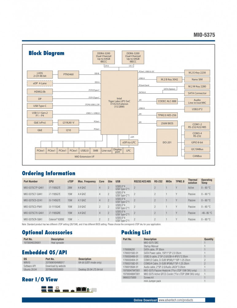 MIO-5375 technical document page 2