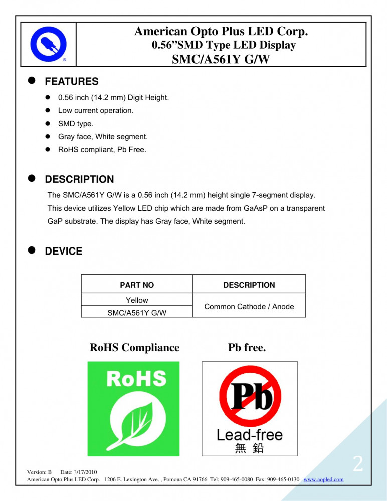 SMC561Y datasheet page 2