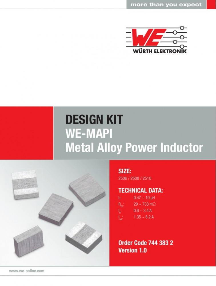 7443832 WE-MAPI metal alloy power inductor design kit document page 1