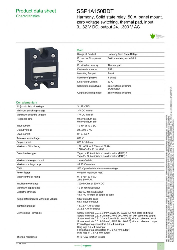 SSP1A150BDT technical document page 1