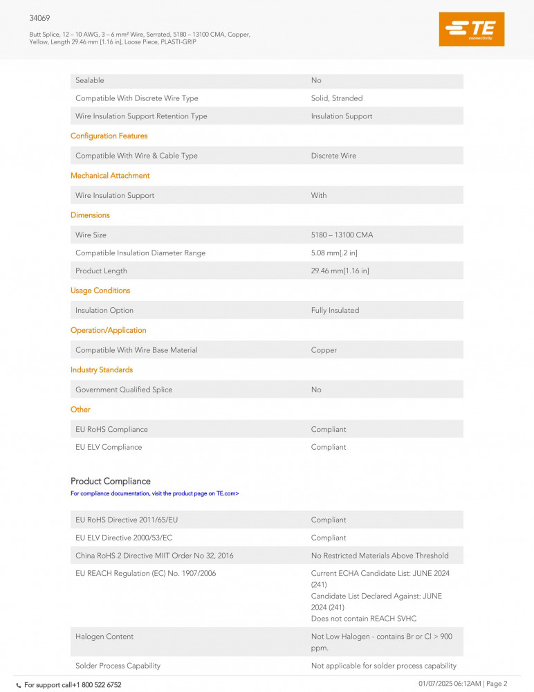 TE Connectivity 34069 technical document page 2