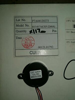 CUI CEP-2260A Piezo Buzzer for Alarms, Buzzers, and Sirens for sale