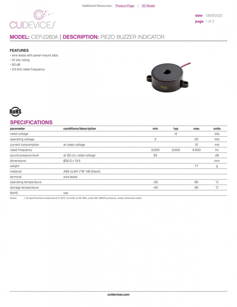 CEP-2260A datasheet page 1