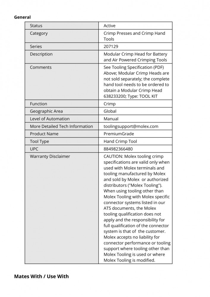 Molex tooling document page 2