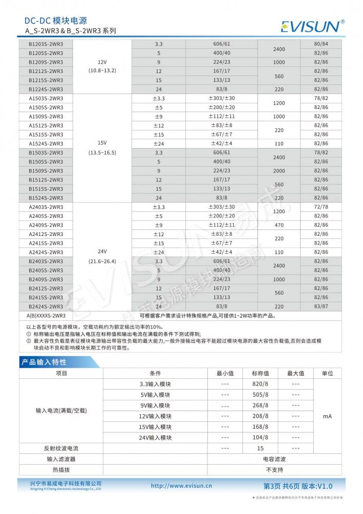 EVISUN B0507S-2WR3 datasheet page 3