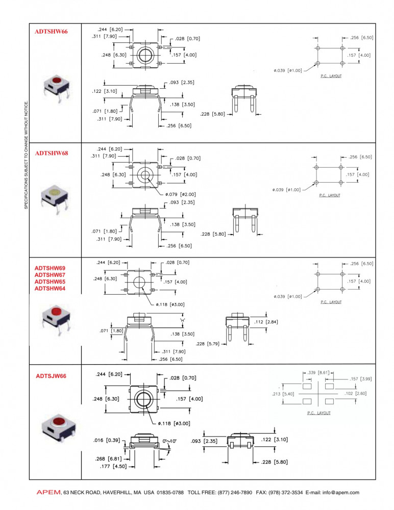 APEM ADTS series datasheet page 3