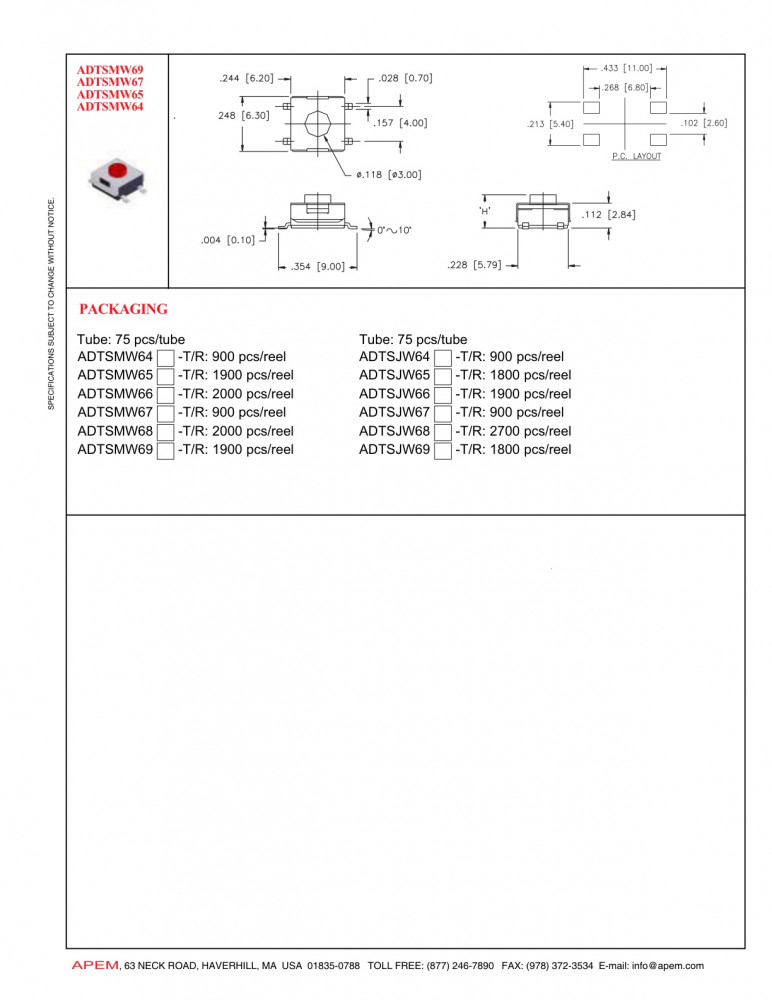 APEM ADTS series datasheet page 5